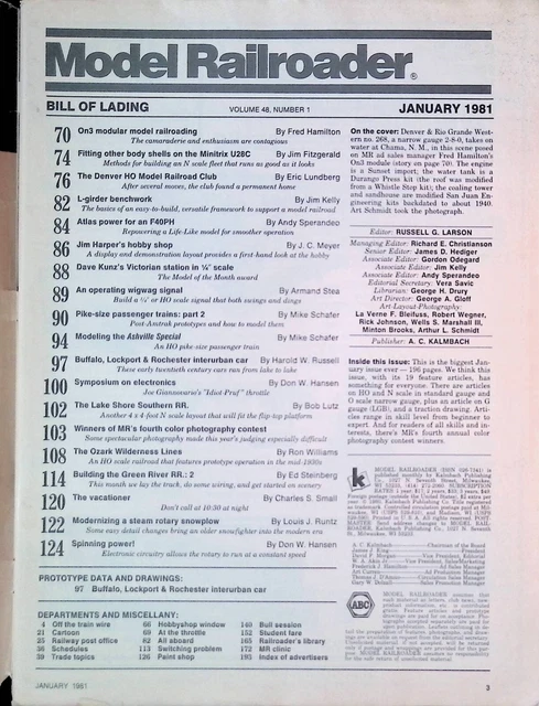 MODEL RAILROADER MAGAZINE January 1981 Basics of L-Girder Benchwork, Layouts £7.51 - PicClick UK