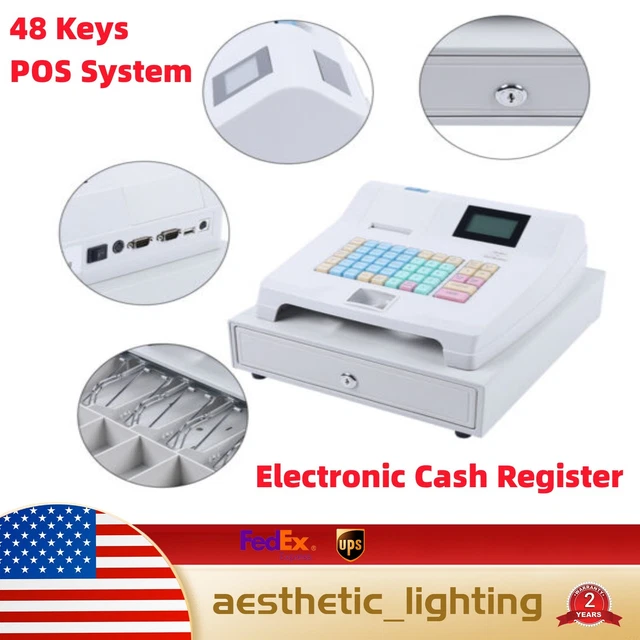 ELECTRONIC CASH REGISTER 48 Keys POS System w/ Drawer For Supermarket ...