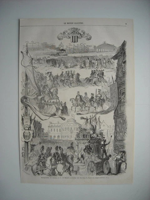 GRAVURE 1857. INAUGURATION Du Chemin De Fer De Rennes. Cortege Du Duc ...