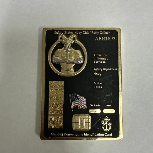 US NAVY CHIEF Petty Officer CPO Identification Card Challenge Coin ...