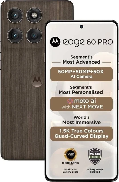 MOTOROLA EDGE 60 Pro 5G (Pantone Walnut 8Go RAM 256Go) Dimensity 8350 ...
