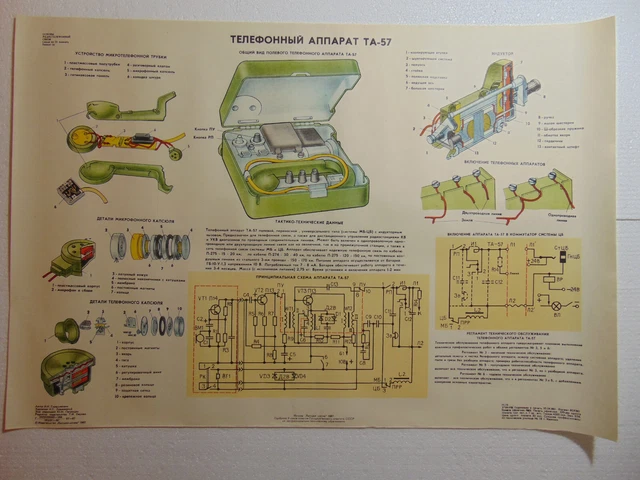 VINTAGE SOVIET TELEPHONE set TA-57 Poster radio Telephone Military ...