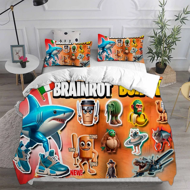 ITALIAN BRAINROT TUNG Tung Sahur 3D Duvet Cover Bedding Set Pillowcase ...