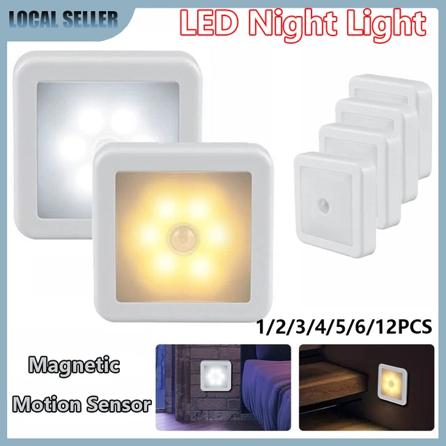 1/2/3/4/5/6/12PCS LED MOTION Sensor Lights PIR Night Lighting Cabinet ...