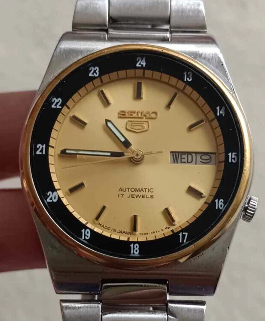 VINTAGE SEIKO 5 automatic Gold dial Railway Time Cal 7009 £39.00 ...