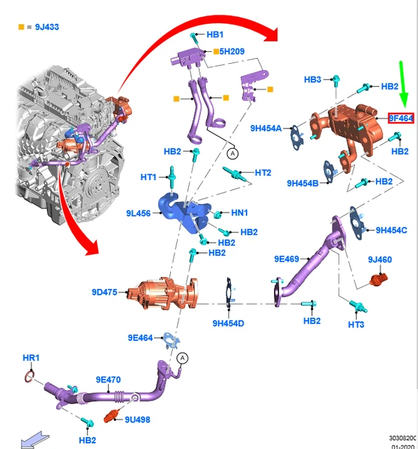 FORD KUGA MK3 EGR Cooler 2521421 K2GE-9F464-AC NEW GENUINE £242.50 ...