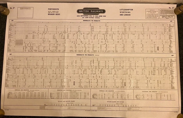 ORIGINAL VINTAGE 1963/64 British Rail Timetable Poster X2 £29.00 ...