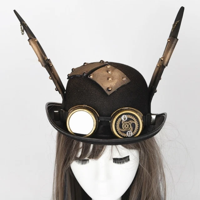 STEAMPUNK TOP HAT With GogglesDevil Horn Hat Gay top hat Bowler Top Hat ...