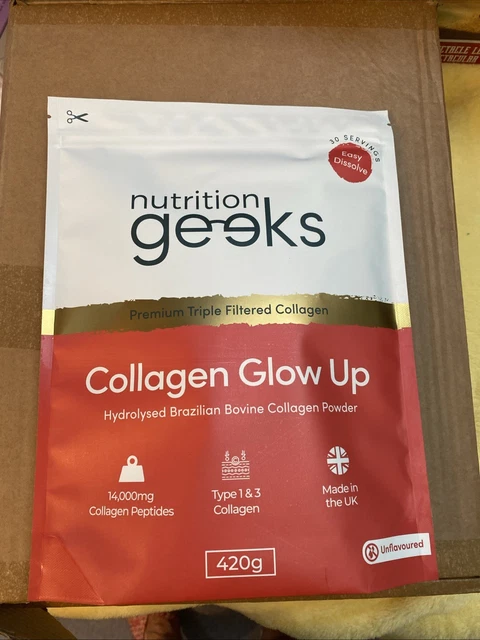 NUTRITION GEEKS COLLAGEN Glow Up Powder 14000mg, 420g, 30 Servings, 3 ...