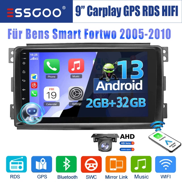 TELECAMERA CARPLAY ANDROID 13 autoradio GPS NAVI HIFI per Smart Fortwo 451 2005-2010 EUR 158,90 ...