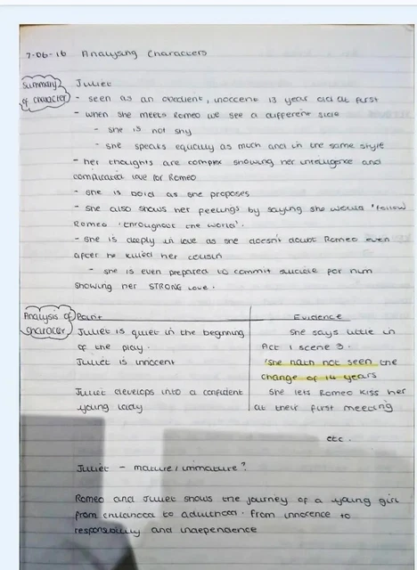 ROMEO AND JULIET English literature notes A* student grade 9 ...