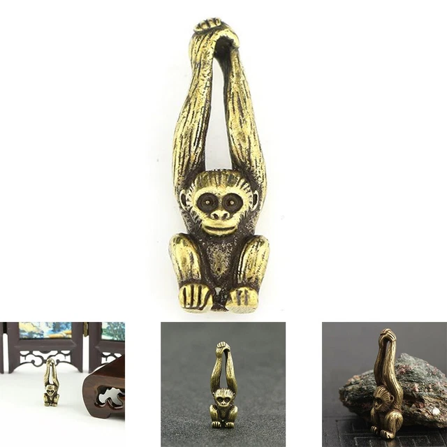 FIGURINE VINTAGE STATUE singe en laiton miniature bureau ornement art ...