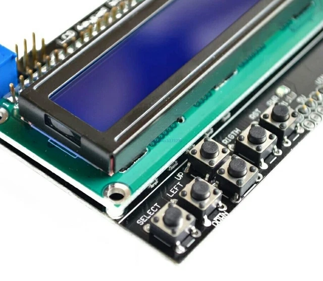 BLUE 16X2 (1602 / HD44780) LCD Screen Keypad Shield for Arduino UNO ...