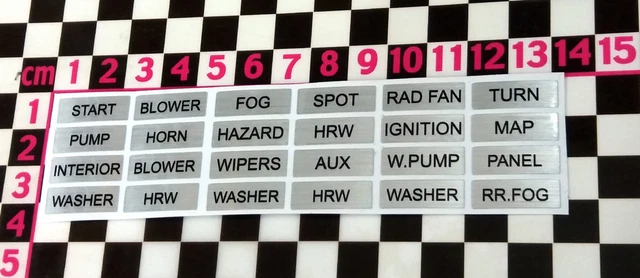 BRUSHED METAL DASHBOARD Switch Tag Sticker Set - Classic Car Kit Hot ...