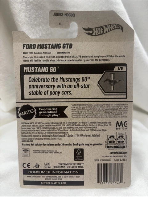 HOT WHEELS 2025 Ford Mustang GTD Blue 60th Anniversary 34/250 $6.82 ...