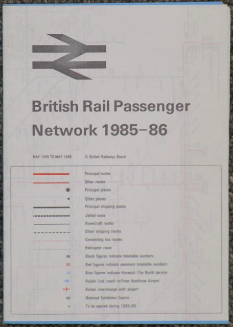 VINTAGE BRITISH RAIL Passenger Network map 1985-86 £1.00 - PicClick UK