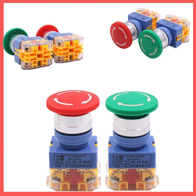 22MM E-STOP SWITCH Emergency Stop Push Button Switch Red Green £4.38 - PicClick UK