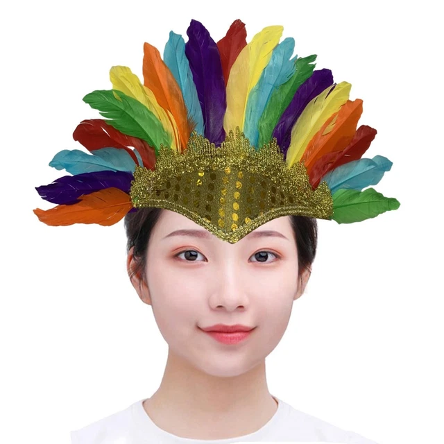 FEATHER HEADDRESS CHILDREN Headpiece Head Accessories Chief Indian ...
