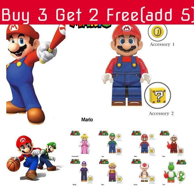 SUPER MARIO BROS Assembled Building Blos Luigi Wario Waluigi Kids ...