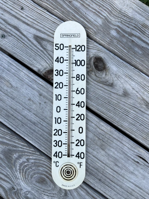 VINTAGE SPRINGFIELD INSTRUMENT Indoor Outdoor Thermometer Plastic 15" x ...