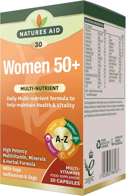 NATURES AID 50 plus Multi-Vitamins and Minerals Capsules for Women - Pack of 30 £13.01 - PicClick UK