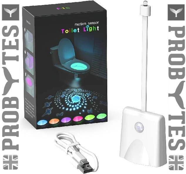 RECHARGEABLE TOILET BOWL Night Light 16 Color LED USB-C PIR Sensor ...