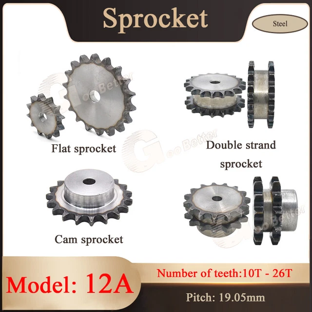 12A SPROCKET WHEEL 10~26T Roller Chain Sprockets Pitch 19.05mm 45# / A3 ...