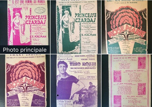 5 PARTITIONS ANCIENNES Princesse Czardas Oh Ma Rose Marie Tino Rossi ...