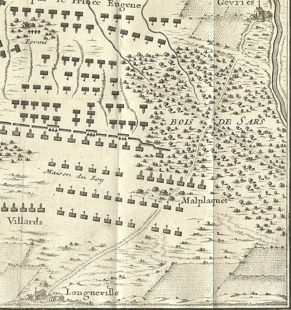 RARE/1700S FRENCH PUBLISHED/BATTLE MAP OF MALPLAQUET/WAR OF SPANISH ...