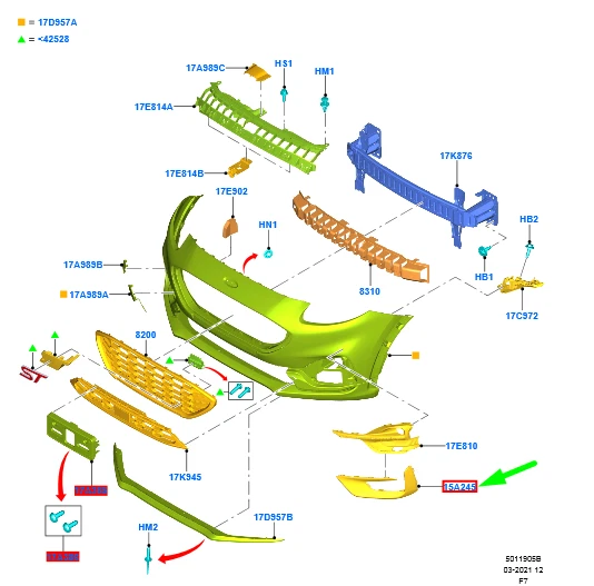 FORD PUMA MK2 Lunetta anteriore lato sinistro 2470685 L1TB-15A299-BA ...