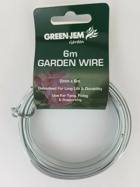 GARDEN WIRE GALVANISED 6m x 2mm LONG LIFE DURABLE TYING FIXING ...