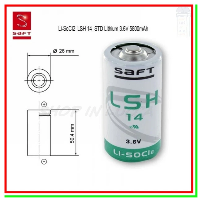 SAFT LSH 14 ER-C Battery Battery Li-SOCl2 3.6V Half Carriage C 5800mAh ...