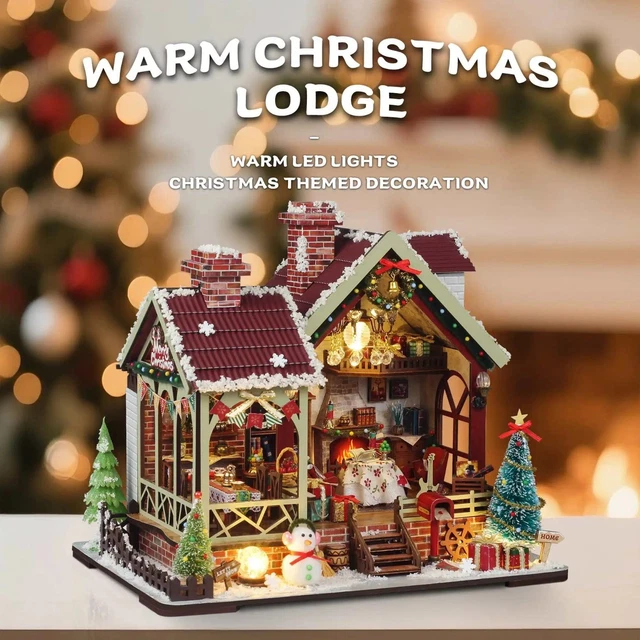 DIY CHRISTMAS DOLLHOUSE Miniature Kit Music Box LED Creative Gift £35. ...