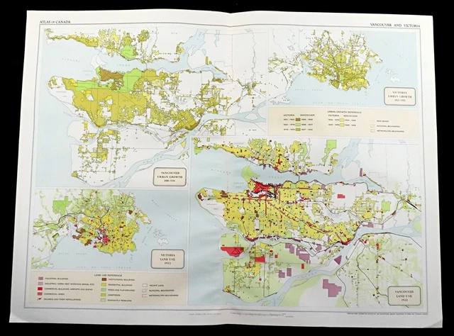 MAP OF CANADA Vancouver City Victoria Urban Development RARE Large ...