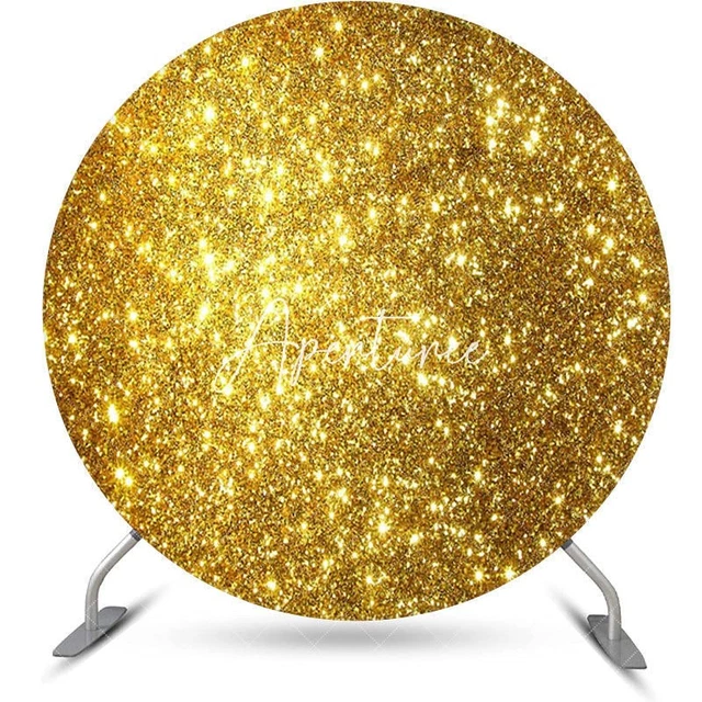 ROUND BRIGHT GOLDEN Yellow Glitter Birthday Backdrop $35.97 - PicClick AU