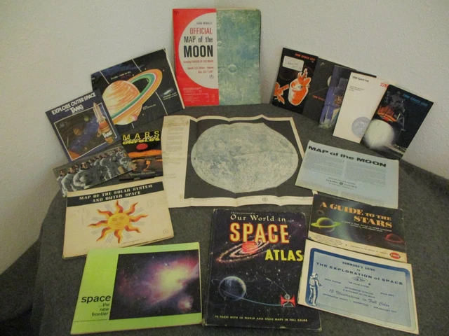 17 NASA USAF Vintage Maps Posters Books Outer Space Stars Planets+Trw ...