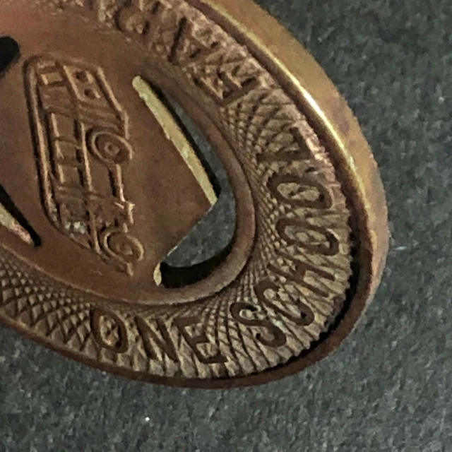 SCARCE JACKSON CITY Lines MS G/F One School Fare Bus Transit Brass ...