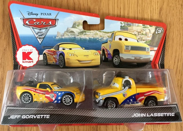 DISNEY PIXAR CARS 2 JEFF GORVETTE & JOHN LASSETIRE Diecast Xmas Gift ...