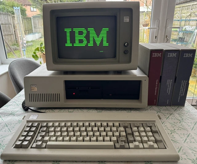 IBM PC XT 5160, 5151 Monitor, Model F Keyboard and Binders Bundle RARE ...
