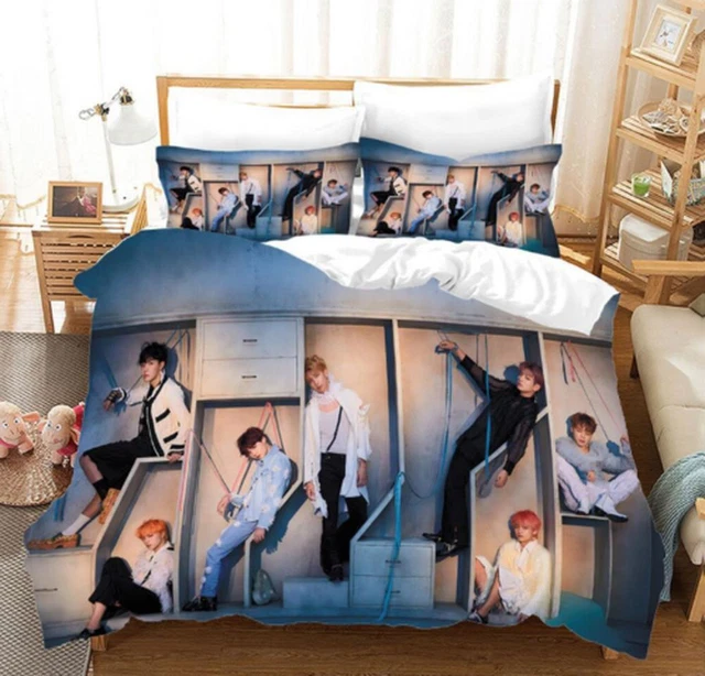 BTS BANGTAN BOYS Lattice Quilt Duvet Cover Set Bedclothes Pillowcase ...