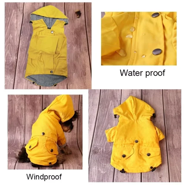 OUTDOOR POLYESTER DOG Jacket Yellow Waterproof Dog Clothes Autumn ...