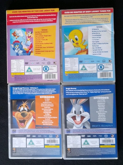 4 FUN PACKED DVD's Hong Kong Phooey- Bugs Bunny- Baby Tom & Jerry ...