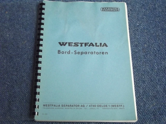 WESTFALIA BORD-SEPARATOREN - Informationsmaterial - Ausgabe Januar 1973 ...