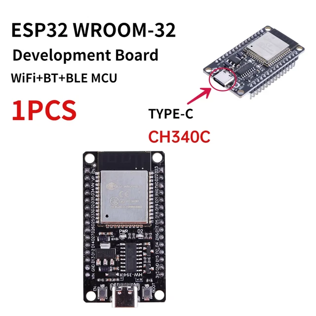 ESP32 WROOM-32 DEVELOPMENT Board TYPE-C CH340C/ USB CP2102 Wifi ...