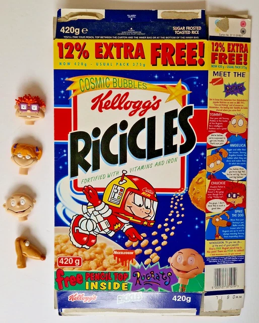 1995 KELLOGGS CEREAL Ricicles Rugrats Pencil Toppers Set & Packet £29. ...