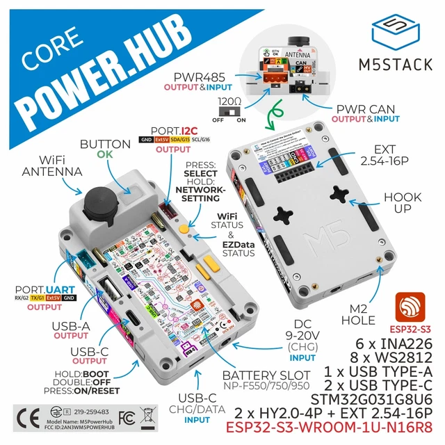 POWERHUB MAIN CONTROL Module LoT Controller (ESP32-S3) Dual-core Xtensa ...