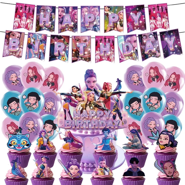 KPOP DEMON HUNTERS Birthday Party Decoration Banner Pull Flag Cake Flag ...