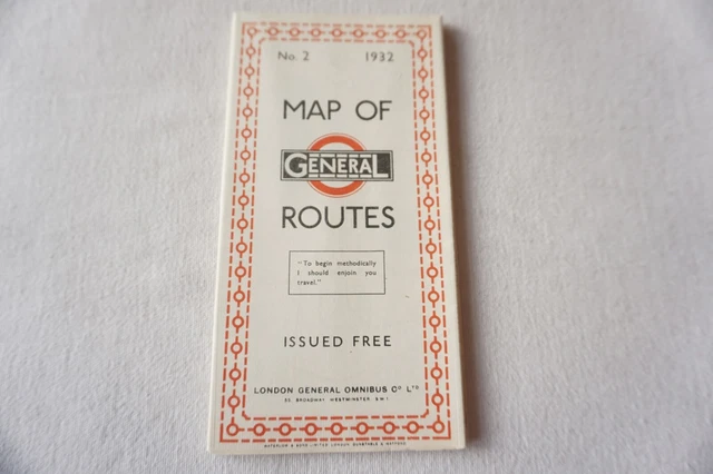 1932 NO 2 Map General Omnibus Bus Routes London Underground Transport ...