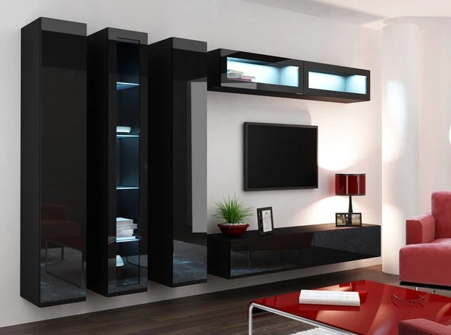MODERN LIVING ROOM Furniture Set Entertainment TV Unit Wall Cabinet ...