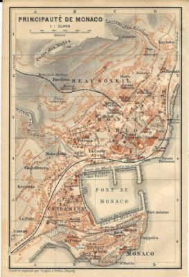 MAP ANCIENT MONACO Principality plan 1913 Old Antique Map £14.51 ...